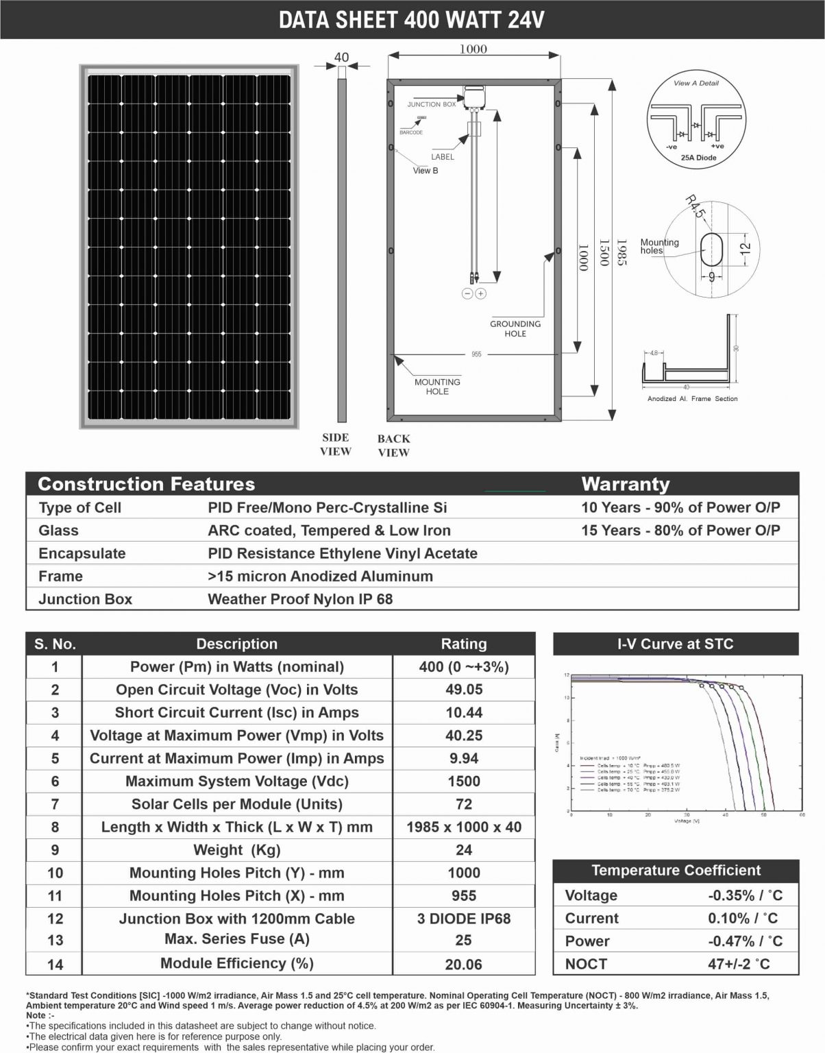 Solar Panel 400 Watt Mono Perc - Fujiyama Solar