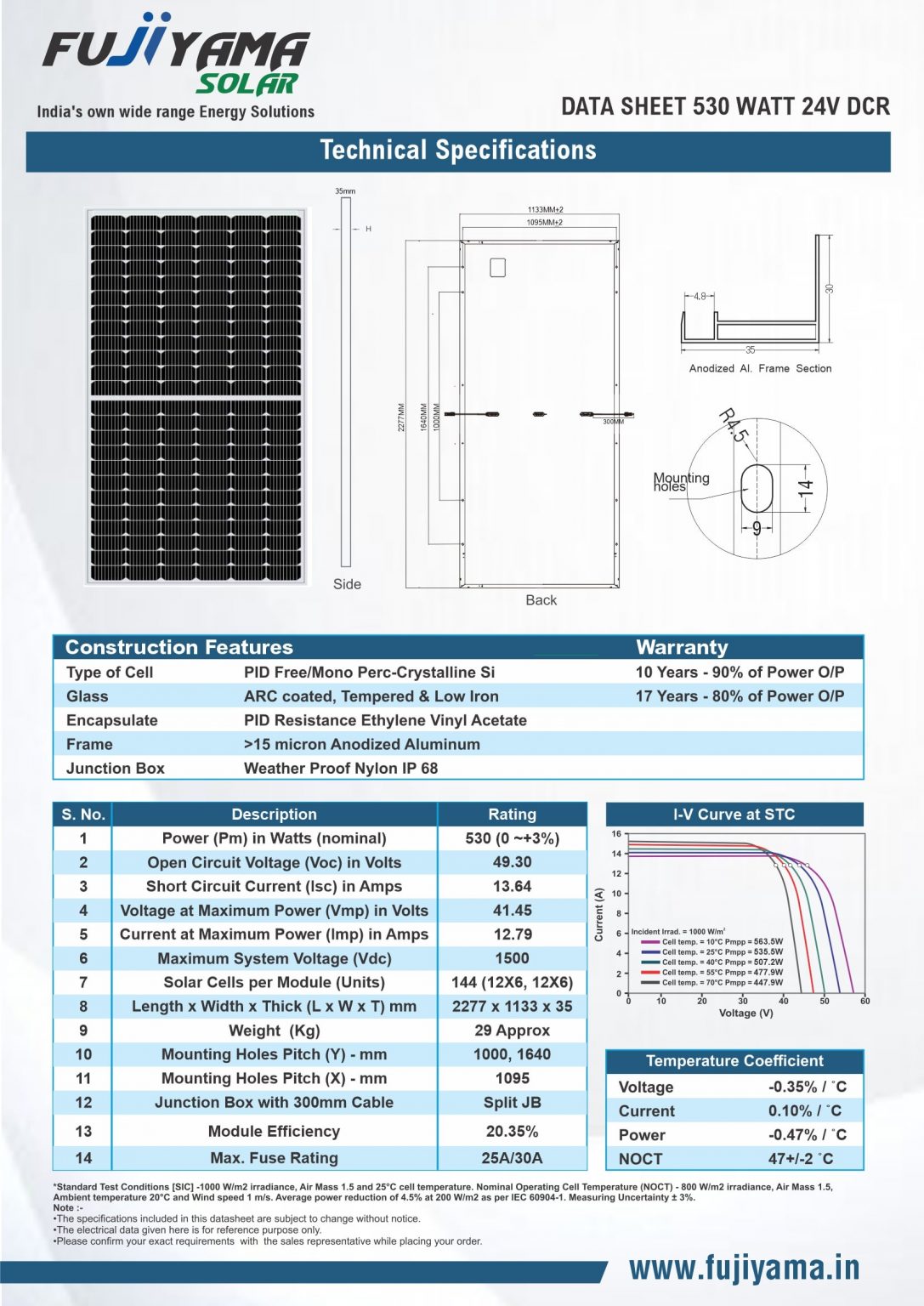 Solar Panel 530 Watt DCR Mono Perc - Fujiyama Solar